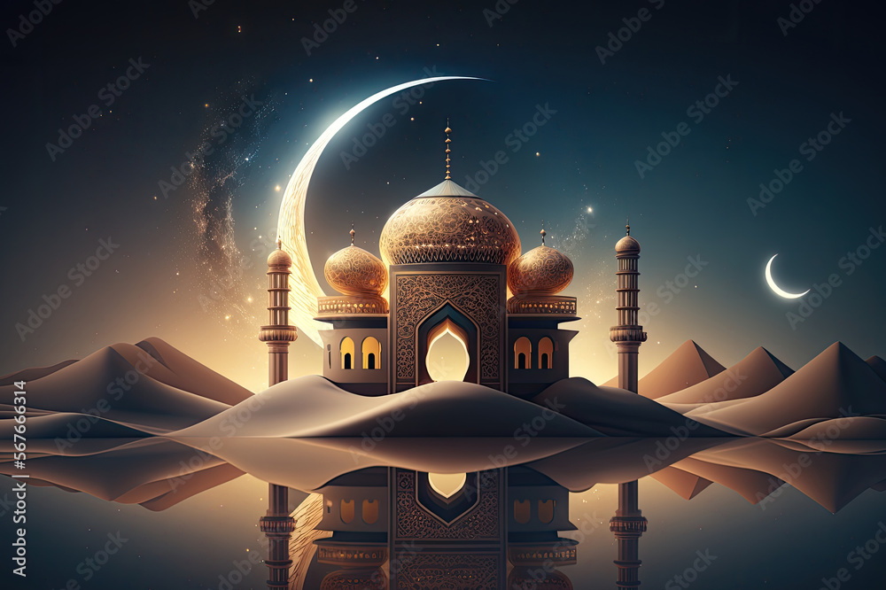ramadan background 3d rendering. Generative Ai Stock Illustration ...