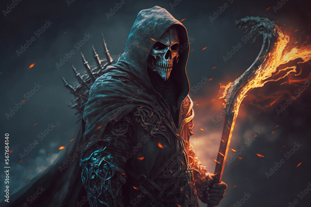 Death with the face of skull - Grim reaper - the death itself ...