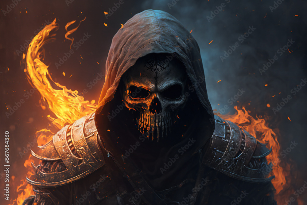 Death with the face of skull - Grim reaper - the death itself ...