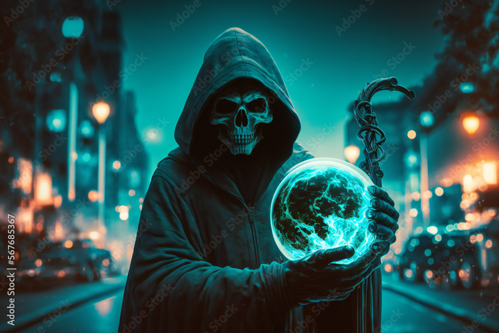 Death with the face of skull - Grim reaper - the death itself ...