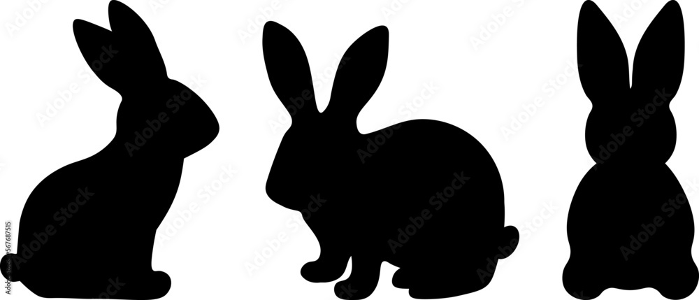 Easter bunny silhouettes vector illustration Stock Vector | Adobe Stock