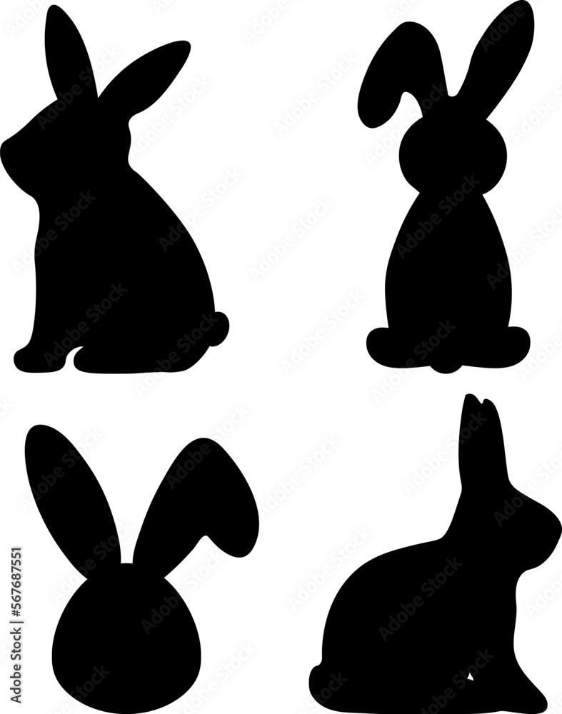 Easter bunny silhouettes vector illustration Stock Vector | Adobe Stock