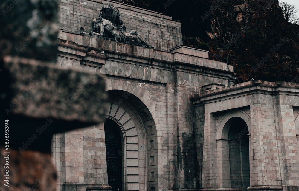 An ancient, epic stone structure seamlessly integrated into the ...