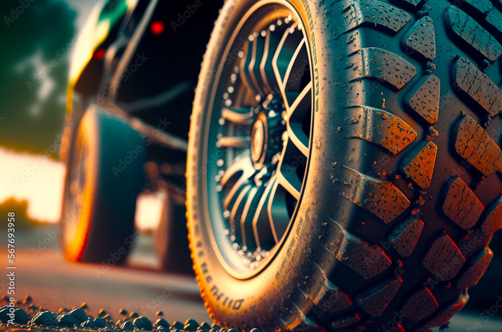 Closeup image of car wheel with black rubber tire,Close-up car tire ...