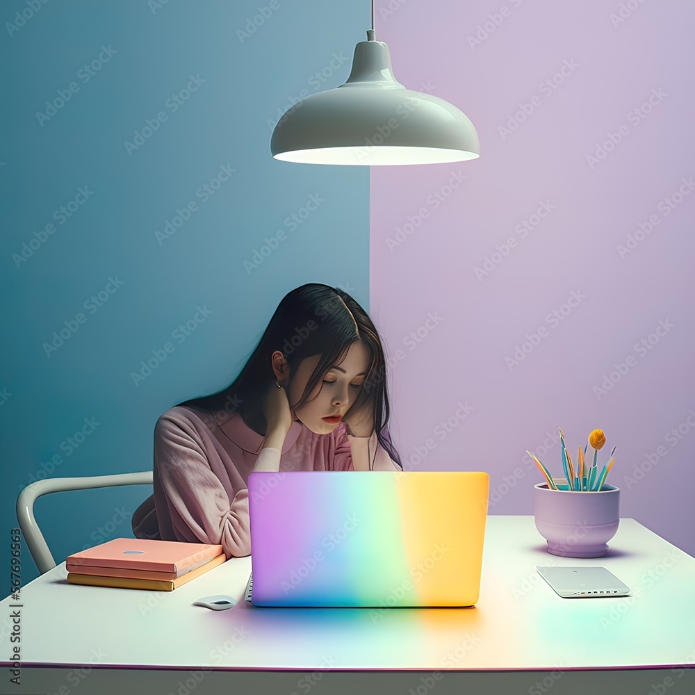 Young, beautiful, hardworking smiling girl at her workplace, working ...