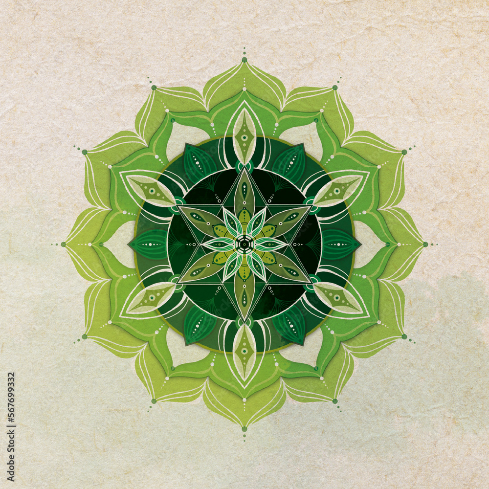 Chakra del corazón mandala anahata cuarto chakra verde conexión ...