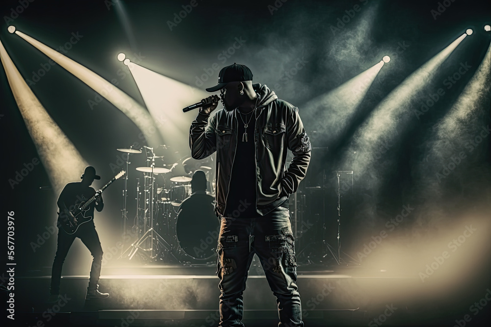 Generative Illustration AI of hip hop singer on stage during a concert ...