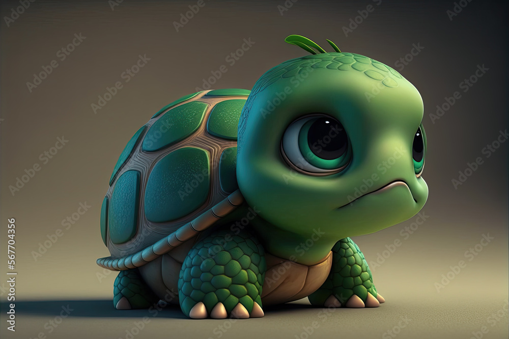 Cute cartoon turtle character Generative AI Stock Illustration | Adobe ...