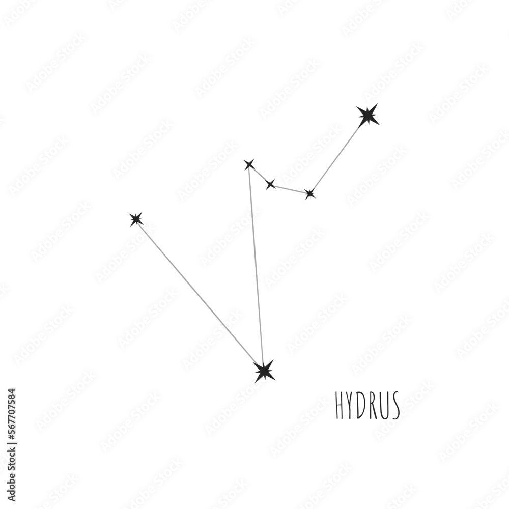 Simple constellation scheme Hydrus, Big Dipper. Doodle, sketch, drawn ...