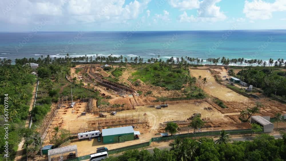 The construction site on the shore of the Caribbean sea. Start building ...