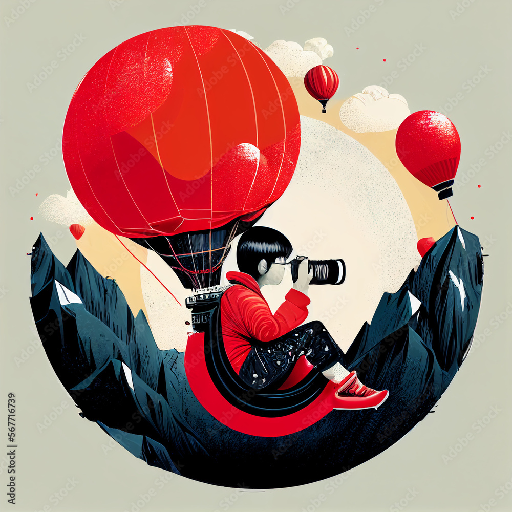 Red Hot Air Balloon Chinese Spying Camera Long Lens Photographer ...