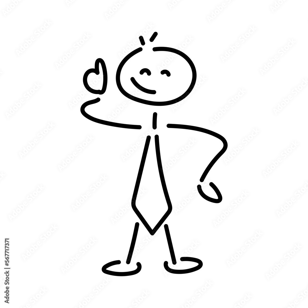 Vettoriale Stock Strichmännchen mit Krawatte zeigt Daumen hoch ...