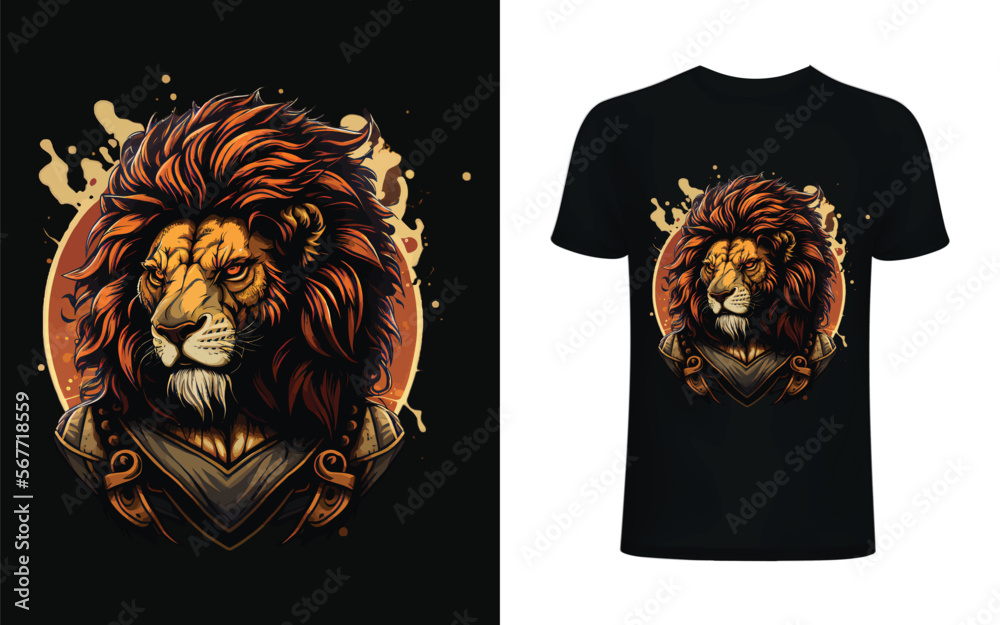 Lion head vector animal illustration for t-shirt design, logo. poster ...