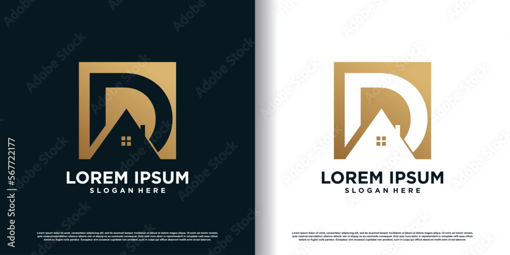 letter logo d with building building concept premium vector Stock ...