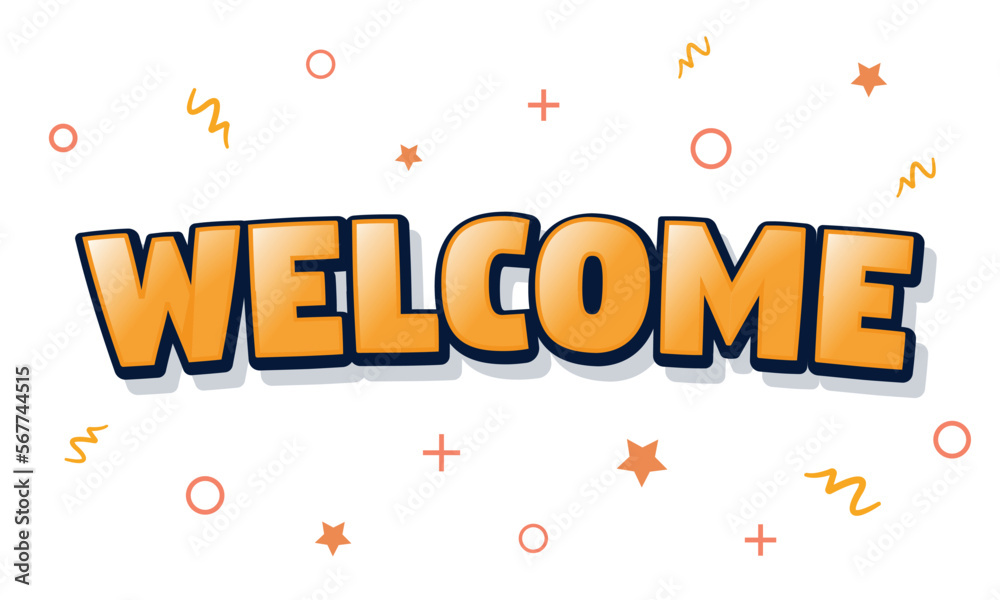 Vector Welcome Cartoon Text Design Stock Vector | Adobe Stock