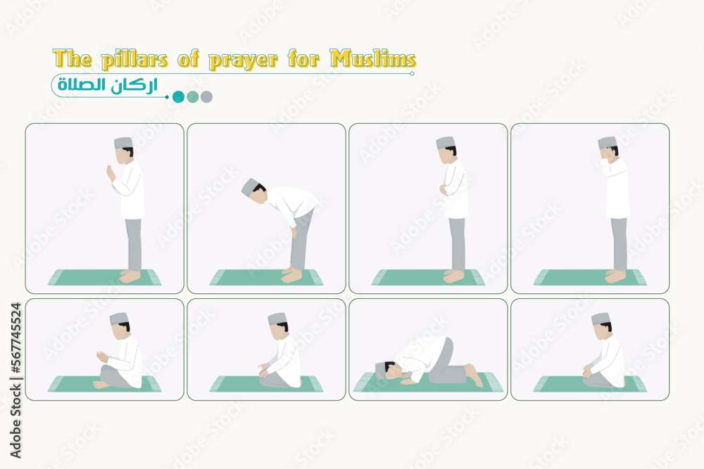 muslim prayer wear traditional clothes praying for allah Stock Vector ...