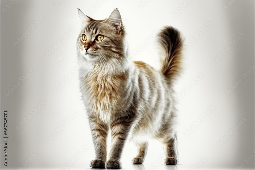 cat on white background, full body with free space, Made by AI ...