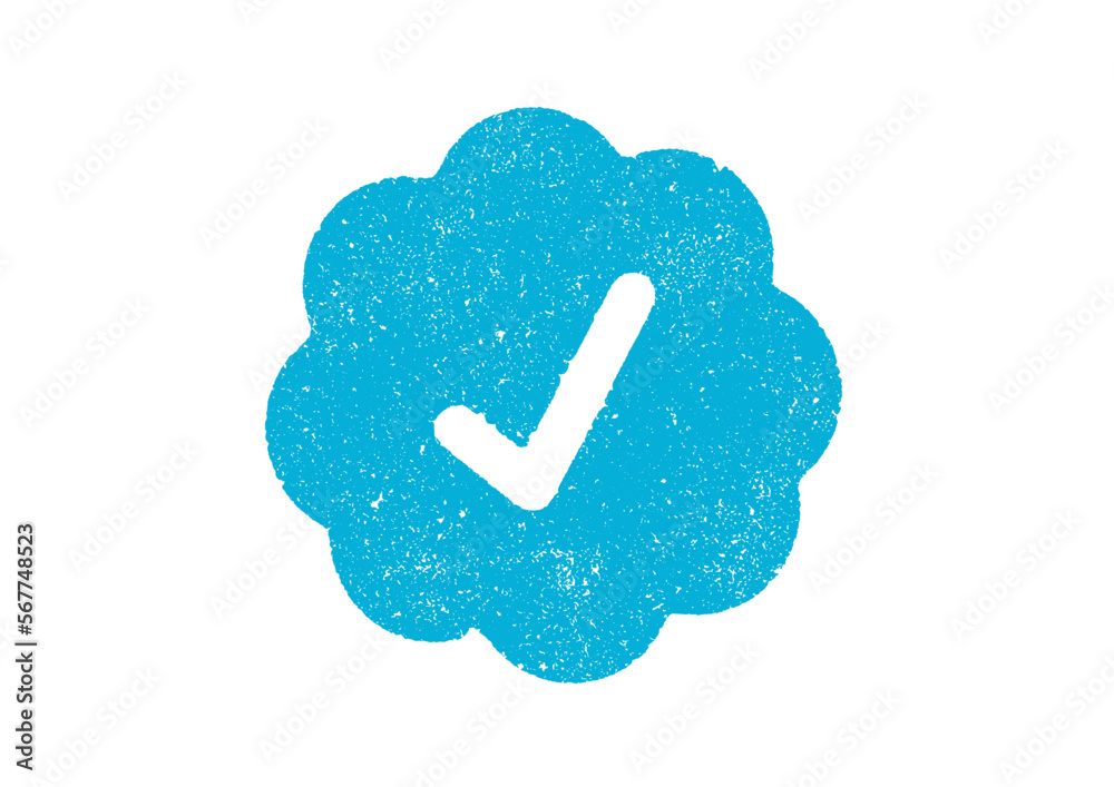 Vector illustration of the blue badge validation sign in cyan ink stamp ...