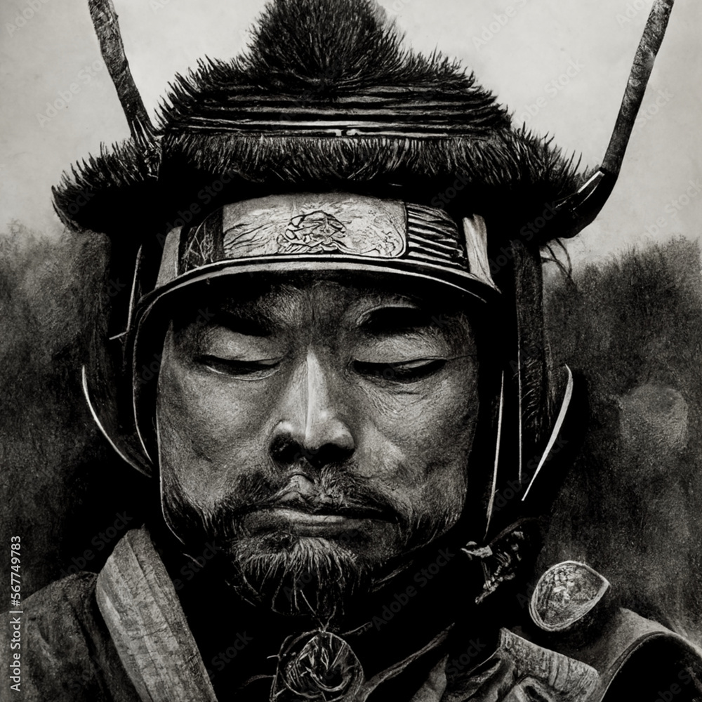 Edo Era Samurai: Ultra-Realistic and Detailed Charcoal Illustrations ...