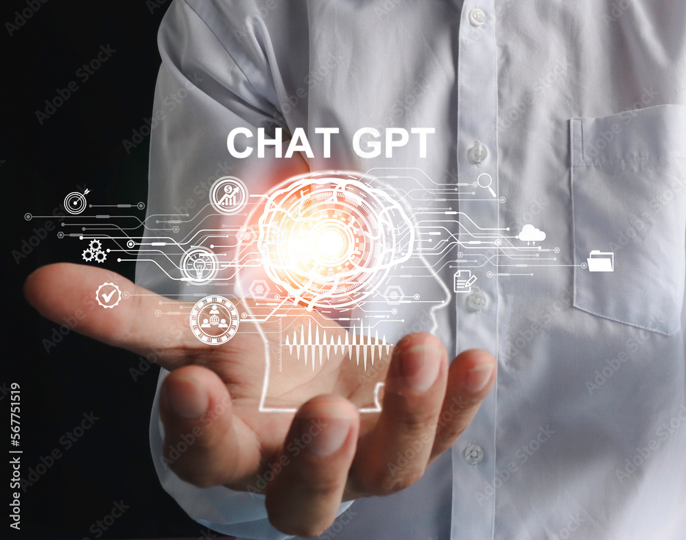 Artificial intelligence, hand to support head icon. Smart Ai ...