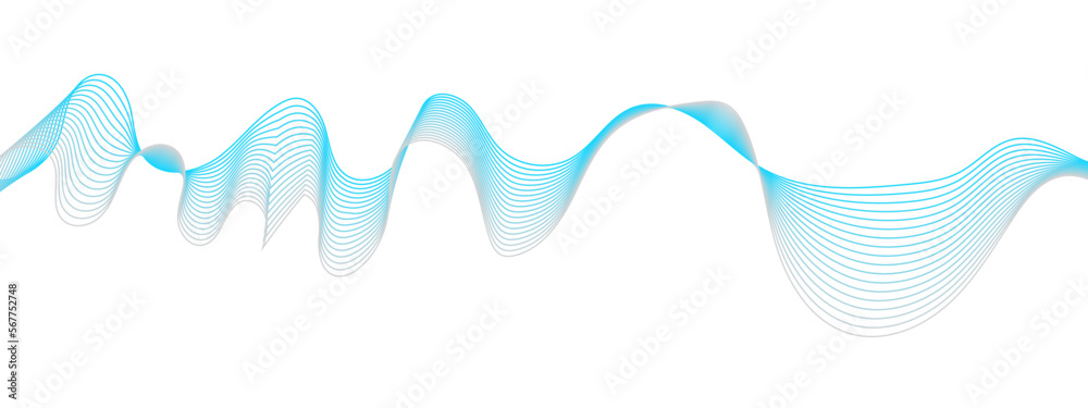 Abstract colorful blue lines on a white background. Blending gradient ...