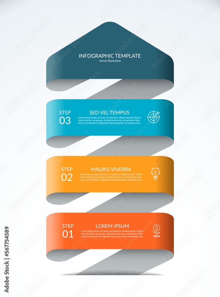 Up arrow infographic concept. Business template with 3 steps, options ...