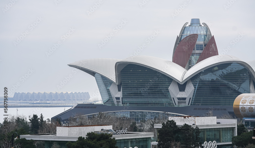 Deniz Mall landmark building commercial center from Azerbaijan during a ...