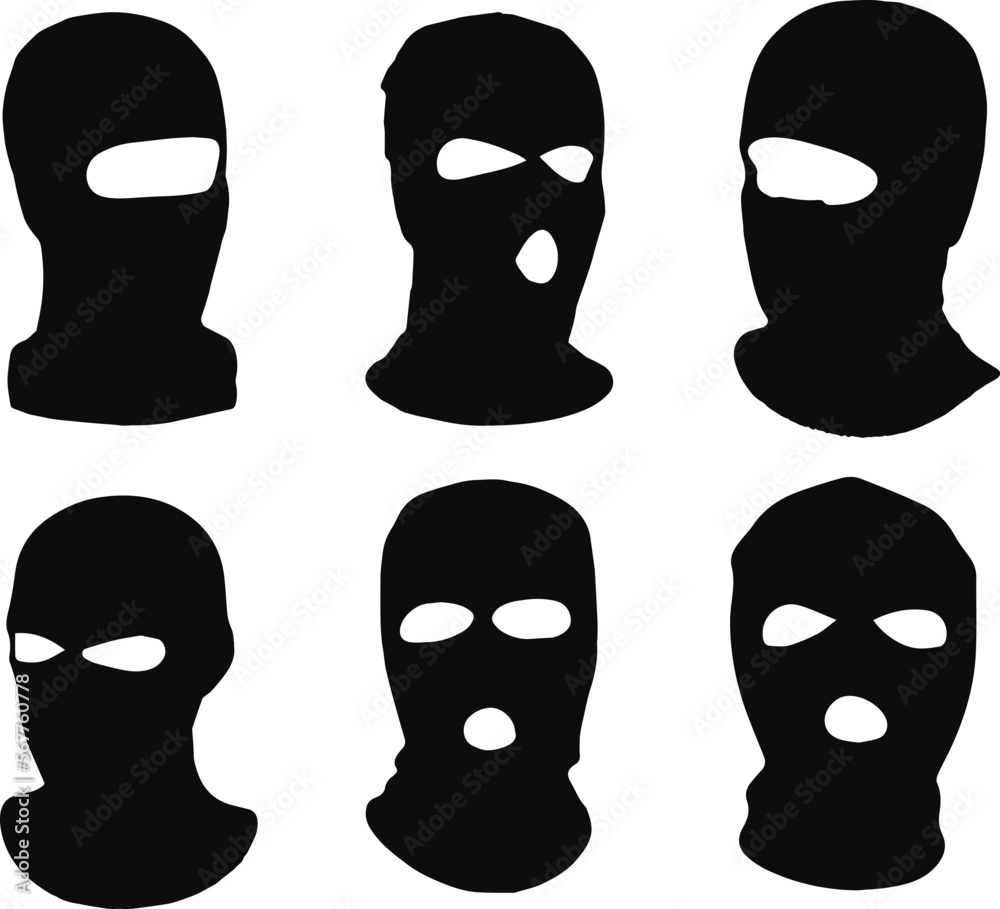 Balaclava masks of criminals, bandits and mafia, EPS Vector Stock ...