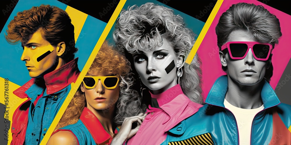 80's clothes fashion collage. Clothing style and attire in the 1980's ...