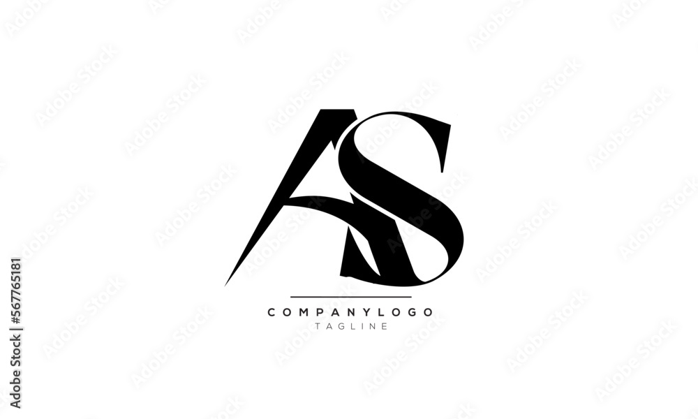 Alphabet letters Initials Monogram logo AS, AS INITIAL, AS letter Stock ...