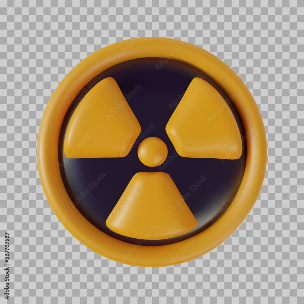 3d cartoon radioactive hazard sign in realistic funny colorful style on ...