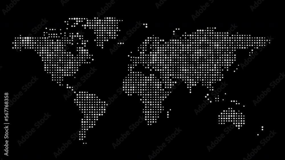 Black and White Dotted world map. Dots globe world map. Seamless loop ... Black and White Dotted world map. Dots globe world map. Seamless loop ...