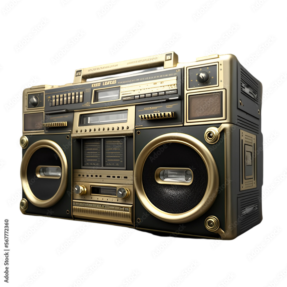 Vintage boombox sound system. 1980s Boom Box Cassette Tape Player. Old ...
