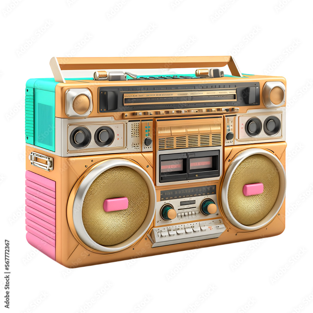 Vintage boombox sound system. 1980s Boom Box Cassette Tape Player. Old ...