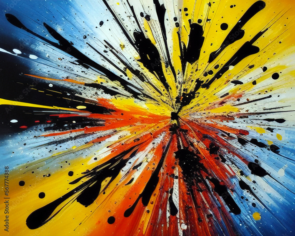 Abstract paint drop explosion art wallpaper background with multi ...