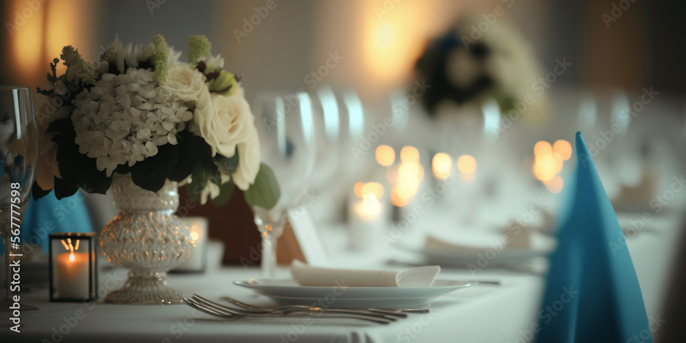 Elegant and Romantic Wedding Table Decoration with Bokeh Effect and ...