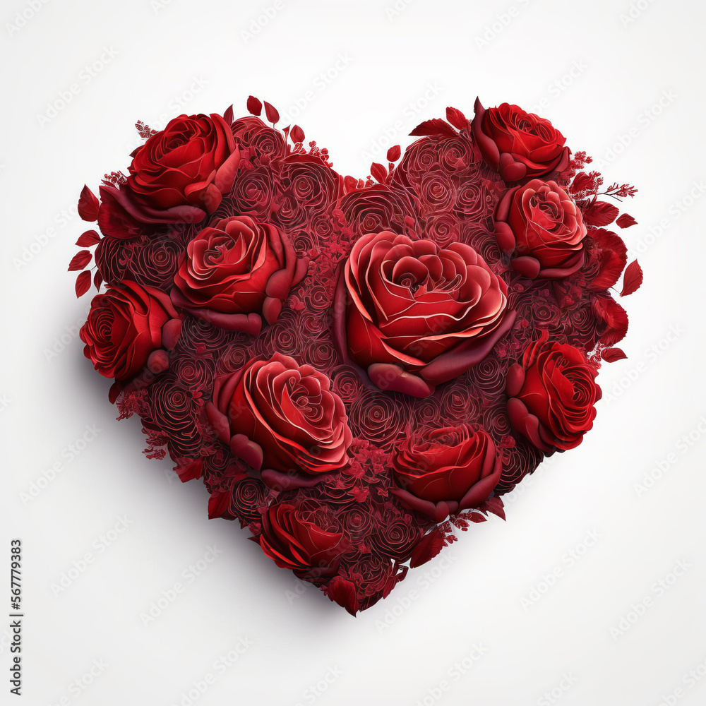 Heartshaped red roses in full bloom symbolizing love and affection ...