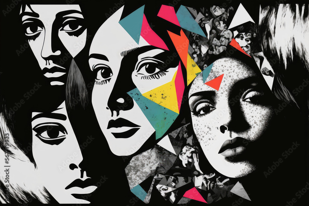 Abstract human many faces expression, dark emotion and uncertain mental ...