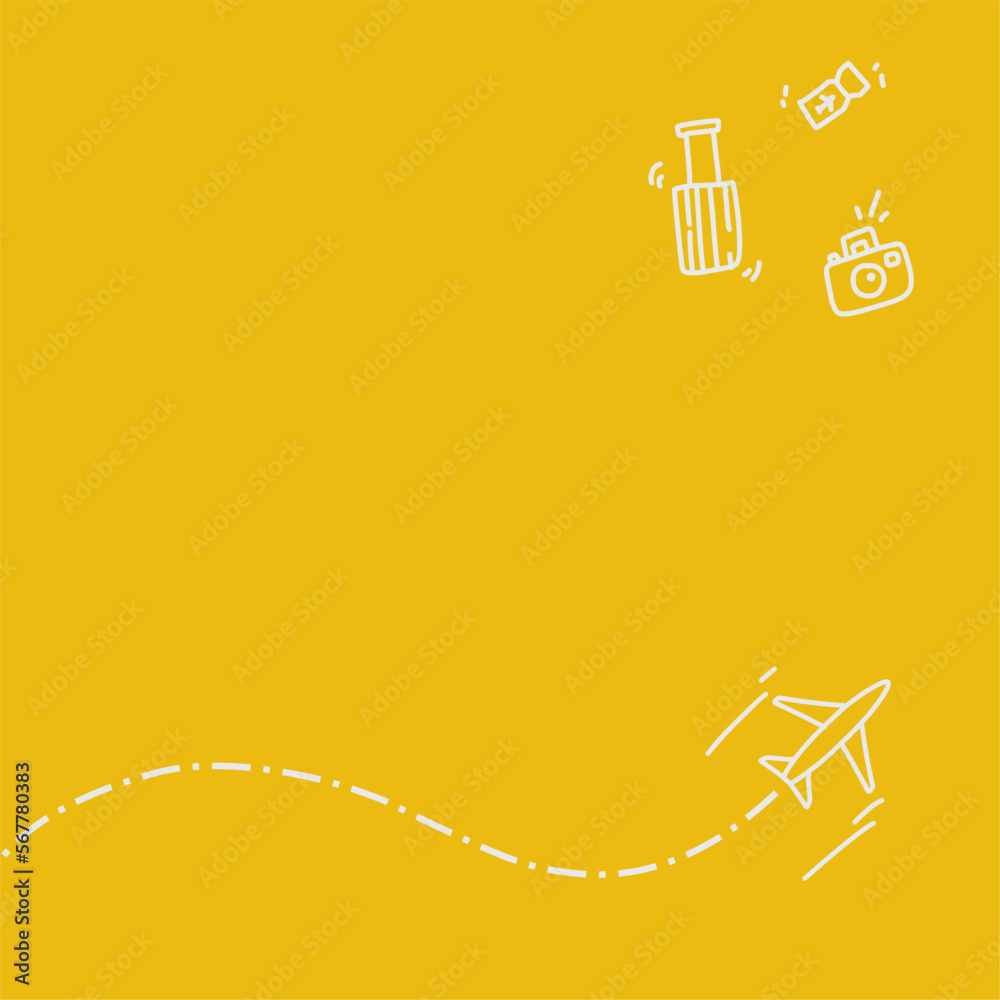 yellow blank travel blank with luggage, camera, and ticket icon and ...