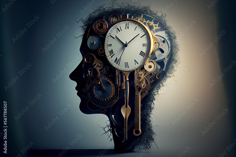 Time to plan and implement business concept, action group of clocks in ...