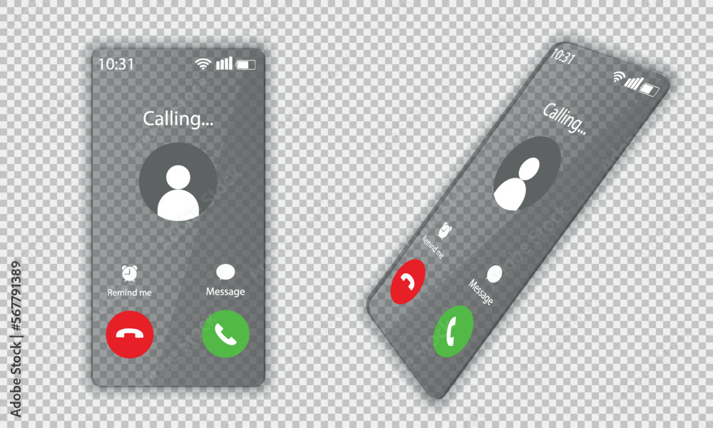 Call Screen Concept UI Set with realistic transparent background ...