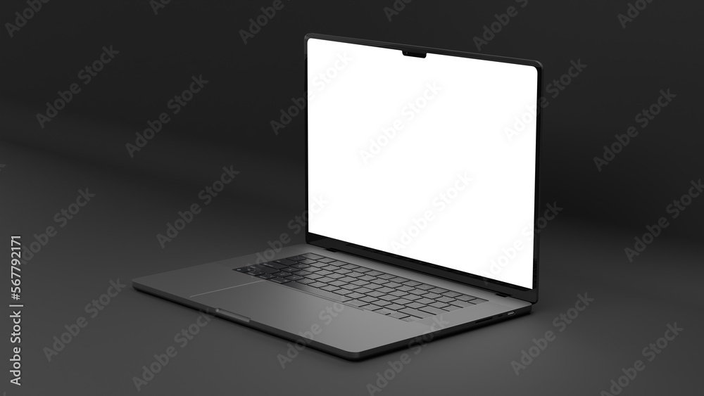 MacBook Pro M2 mockup. Laptop on dark background. Notebook on black ...