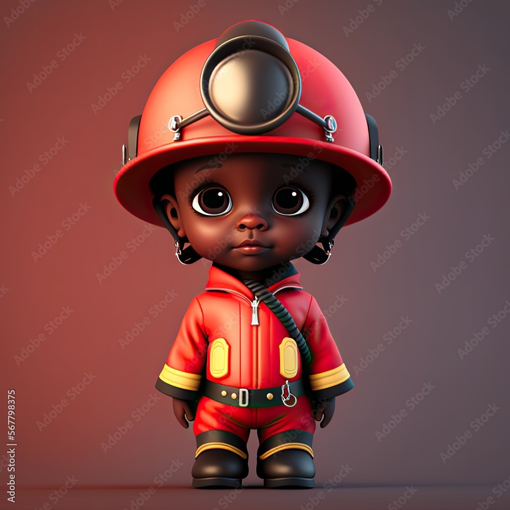 Cute Cartoon Fireman Character (Created with Generative AI) Stock ...