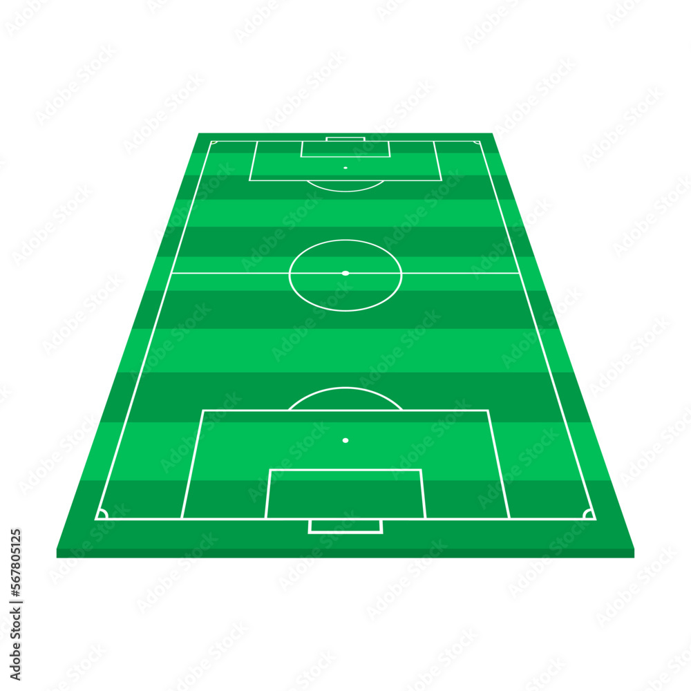 Football field icon in perspective view. Green grass cartoon soccer ...