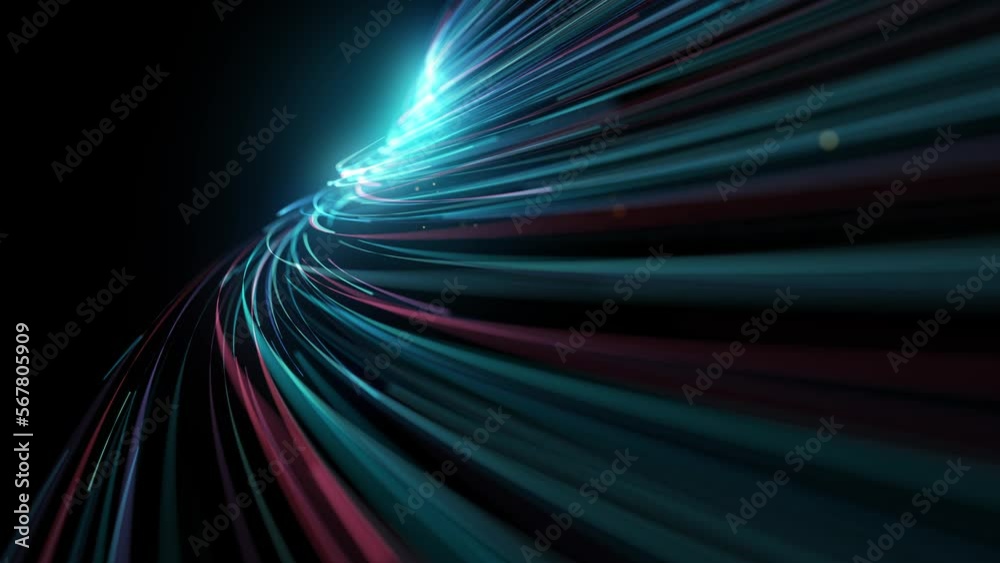 Abstract Glowing 3d Light Strokes Background/ 4k animation of an ...