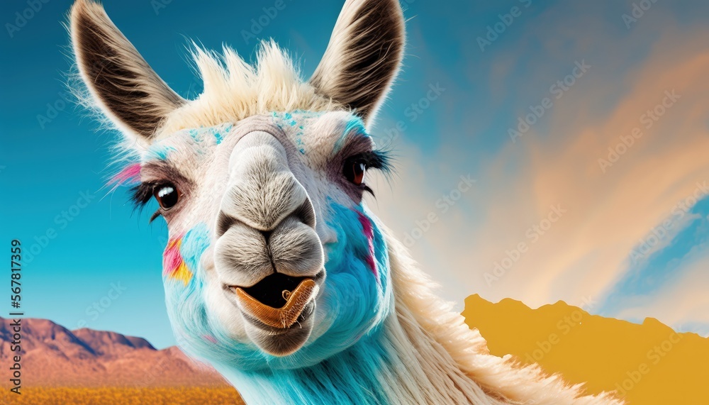 Colorful Liama advertisement template, empty space for text ...