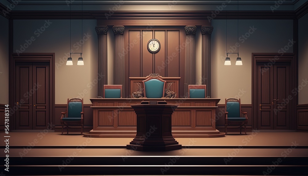 Empty courtroom advertisement template, empty space for text ...