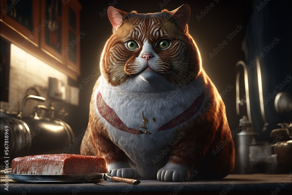 Cat as Chef in the Kitchen created with generative AI technology Stock ...