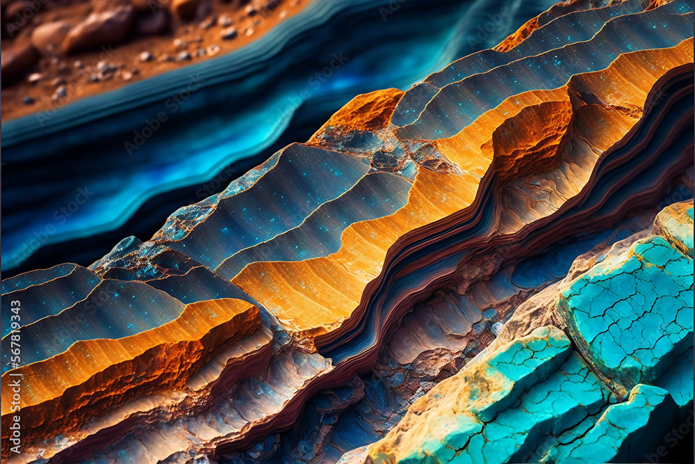 Colourful sedimentary rocks formed by the accumulation of sediments ...