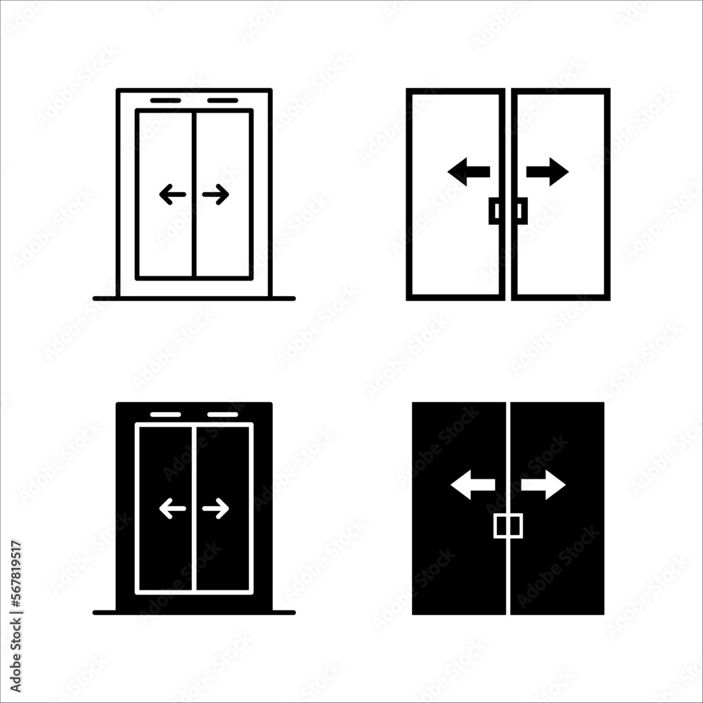 sliding door icon vector. sliding door sign. isolated on white ...